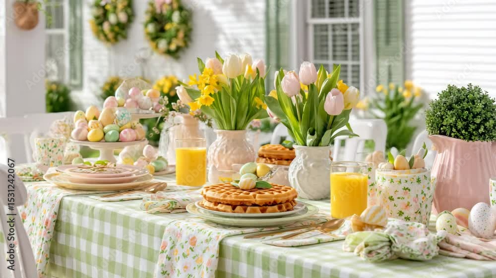 Easter brunch table setting with pastel easter brunch table setting and ...