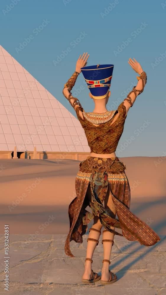 Video „Queen Nefertiti dancing in front of the great pyramid of Giza ...