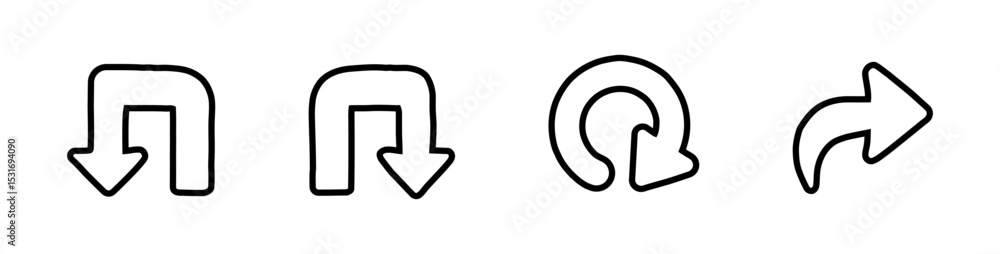 Poster Assorted Hand Drawn Arrow Directional Shapes Indicating Reversal ...