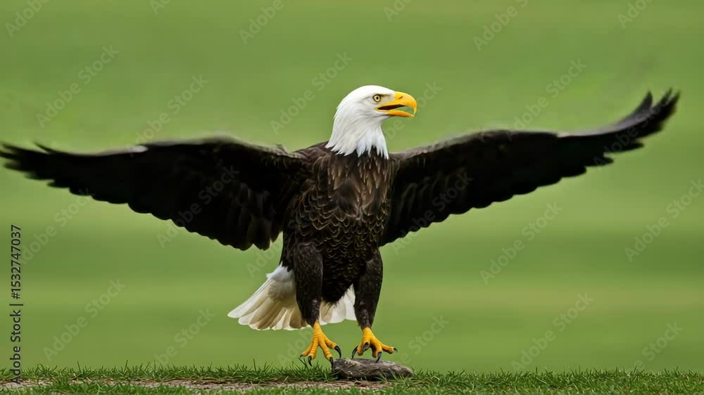 Majestic Bald Eagle Landing - A bald eagle with wings spread wide lands ...