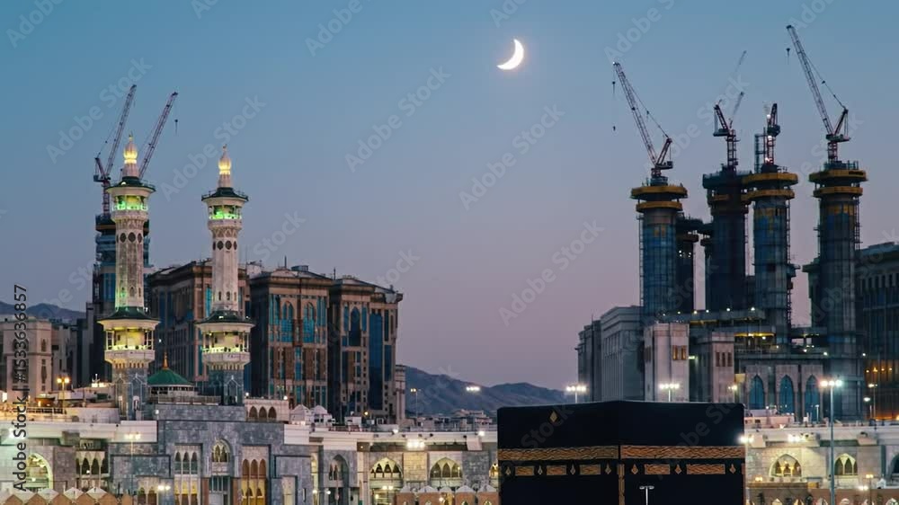 Magnificent Panorama of Mecca Grand Mosque and Holy Kaaba During ...