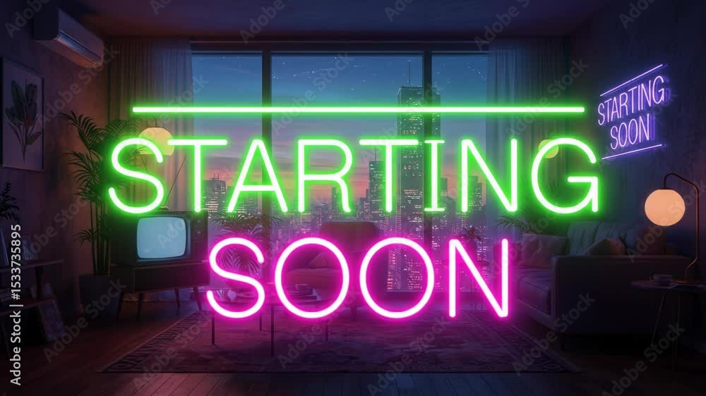 Neon "Starting Soon" Overlay for Streaming. Stream starting soon screen ...