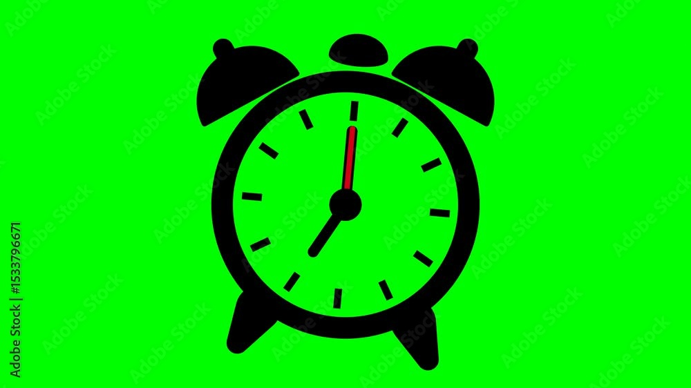 Alarm Clock Animation on Green Screen Background. Back to School ...