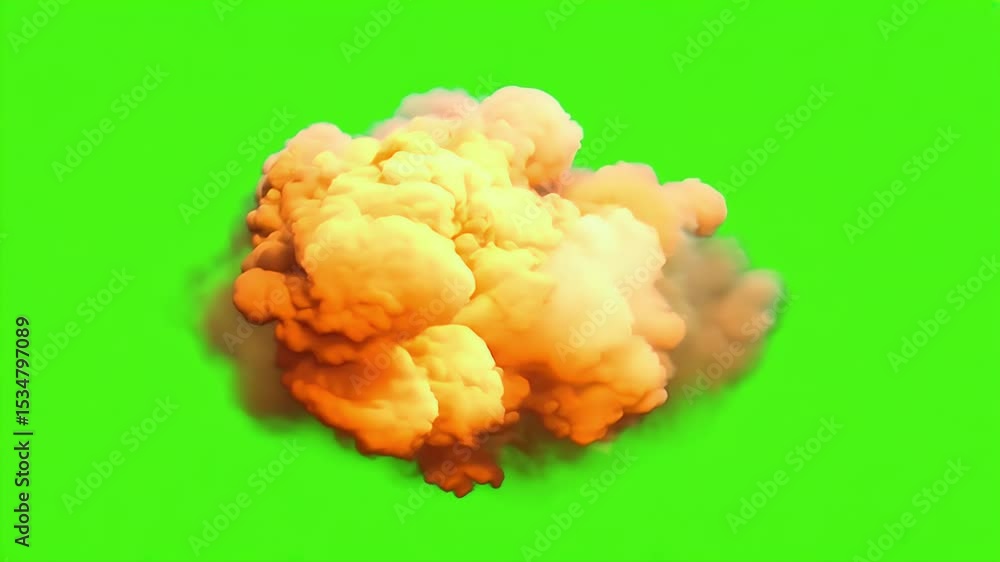 A vivid green screen animation bomb explosion realistic fire smoke ...