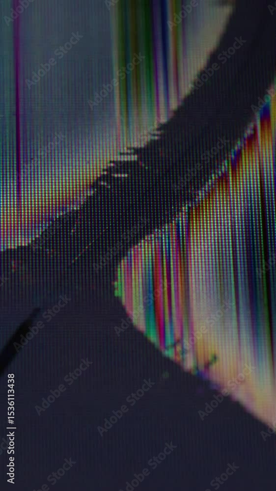 Vertical video. Glitch noise. Broken pixel. Partial screen shutdown ...