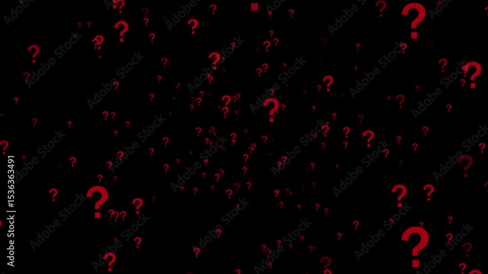 Camera moving through question marks on the alpha channel background ...