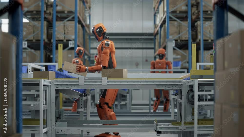 3D Animation: Autonomous AI-Enabled Humanoid Robot Works at Fulfillment ...