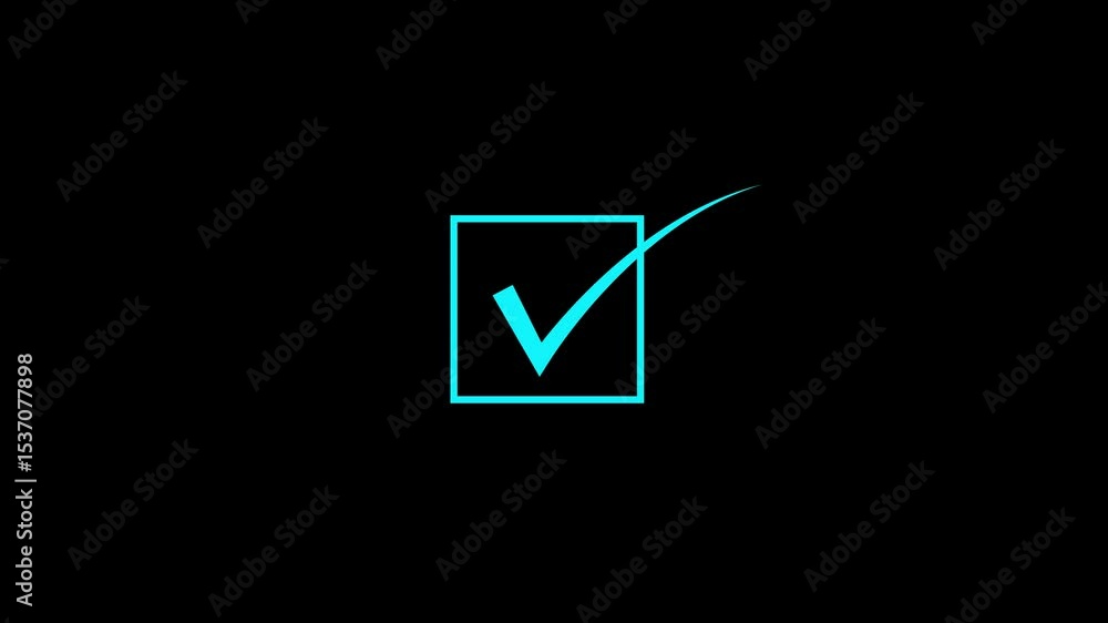 Green Glowing Tick Mark Animation on Black Background, Animated Check ...