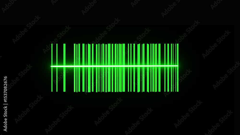 Laser beam barcode scanner 4k video. Barcode being scanning. close-up ...