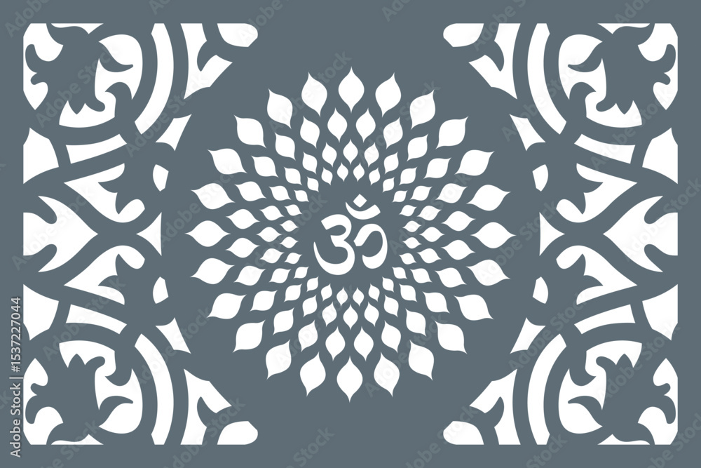 Poster Om Jali design, Om cnc cut jali, corian jali for Temple Mandir ...