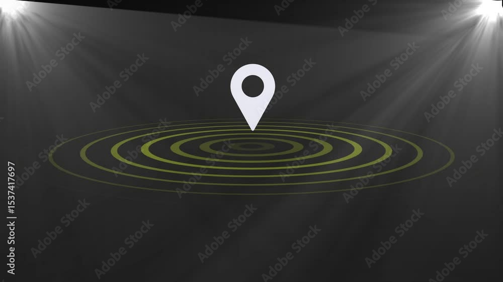 GPS location pointer animated with radio wave, location map pointer ...