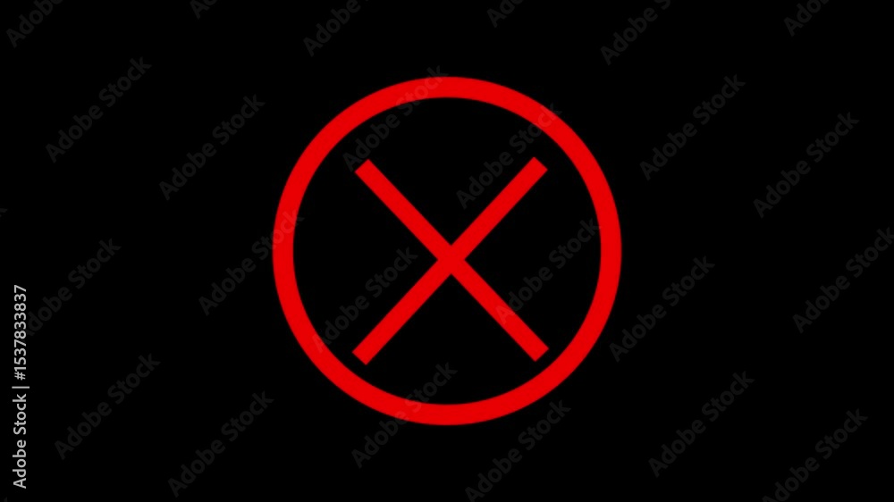 cross mark animation white background, Wrong icon 4k Motion graphic ...