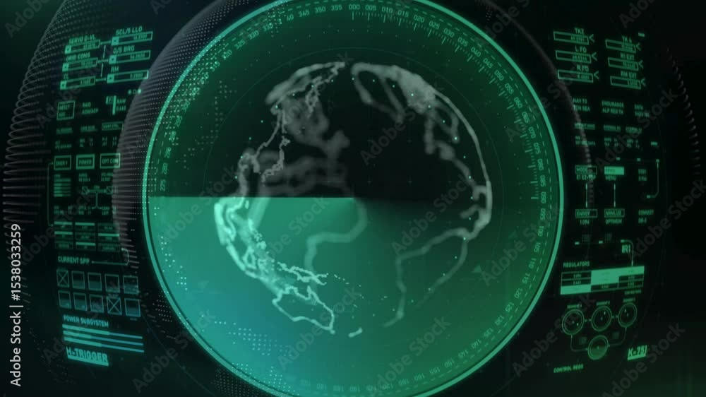 Radar Screen Map Technology Animation. Concept Radar Scanning ...