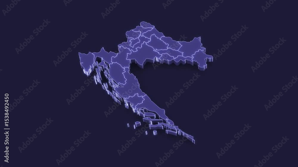 3D Animated Political Map with Croatia Outline Highlighted Stock Video ...