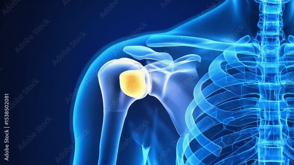 A realistic cinematic MRI animation shoulder joint. Position 3D model ...