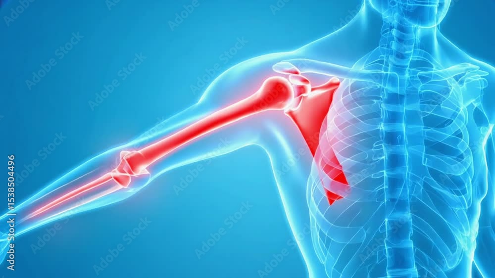 A realistic cinematic MRI animation shoulder joint. Position 3D model ...