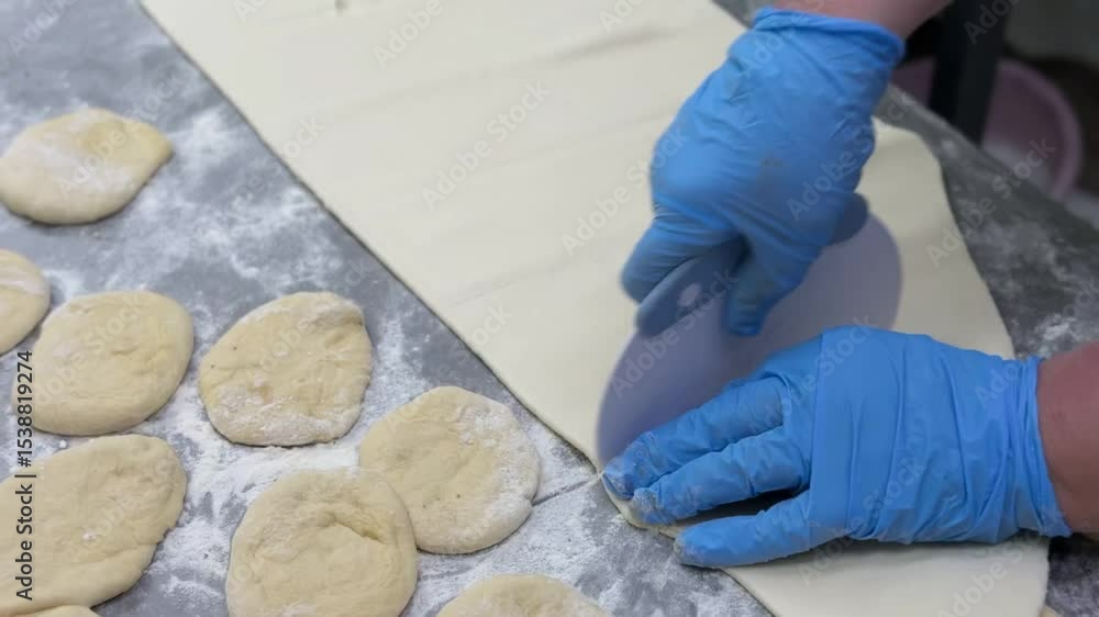 Industrial production of bakery products. Bakery, production of buns ...