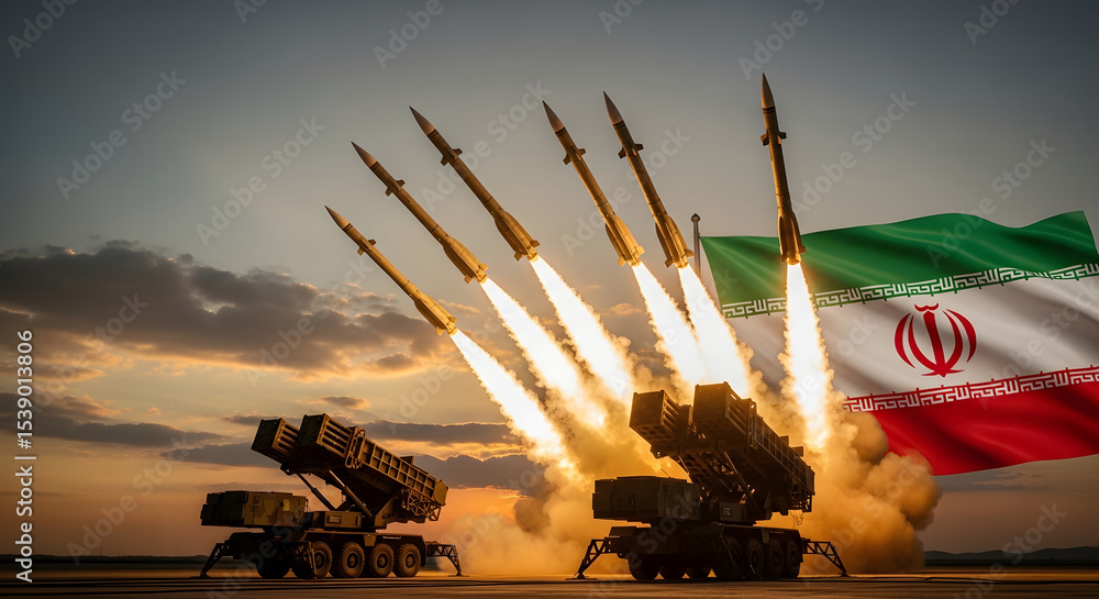 Iranian Missile Launch Rockets Firing, Iran Flag, Military Technology ...