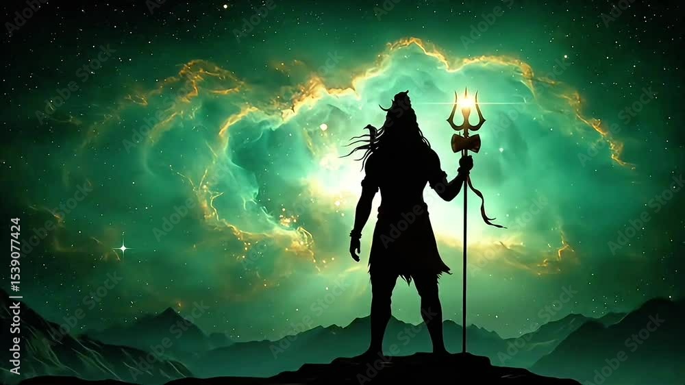 Nebula Green Jade : Lord Shiva wallpaper with a stunning silhouette ...