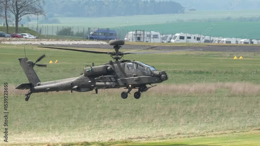 close-up of a British army Boeing Apache Attack Longbow helicopter ...