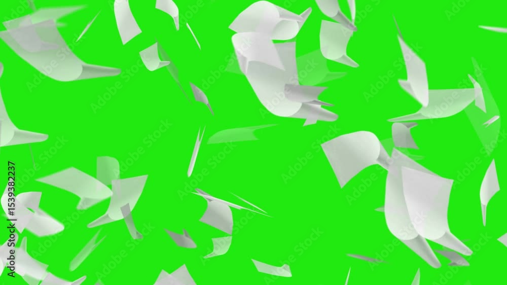 Vidéo Stock animated falling white paper sheets on green screen ...