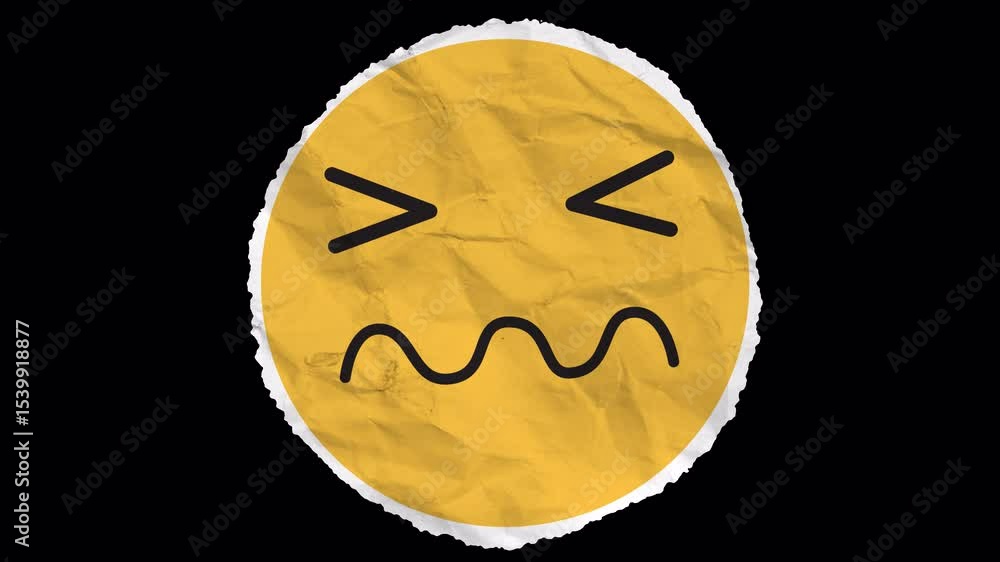 An embarrassed emoji with squinting eyes and wrinkle animation ...