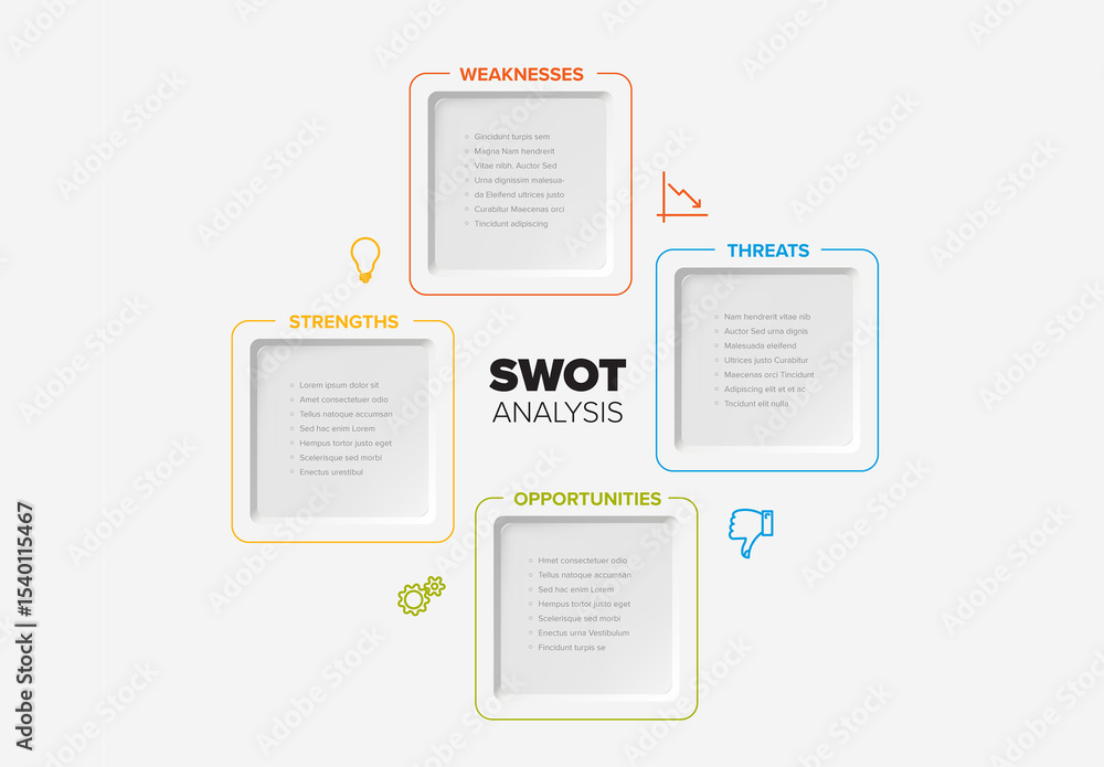 Minimalist SWOT Analysis Diagram for Business Strategy Planning Stock ...