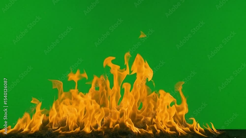 Fiery Inferno Against Green Screen Background: High-Resolution Image of ...