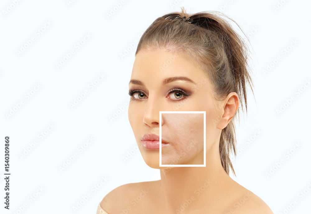 Poster Signs of skin aging,signs of premature aging, Wrinkles and fine ...