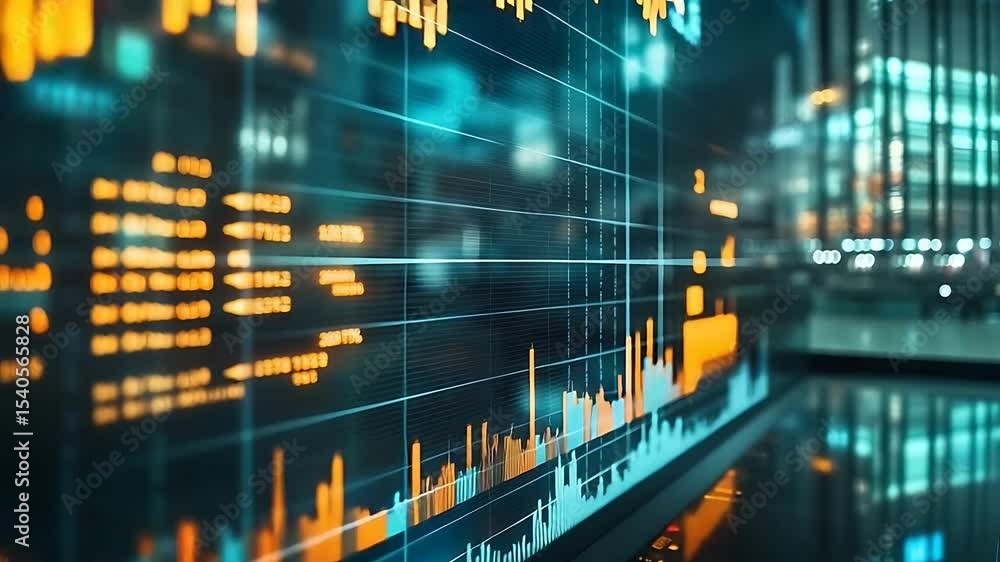 Stock market trading graph showing fluctuating prices and volume with a ...