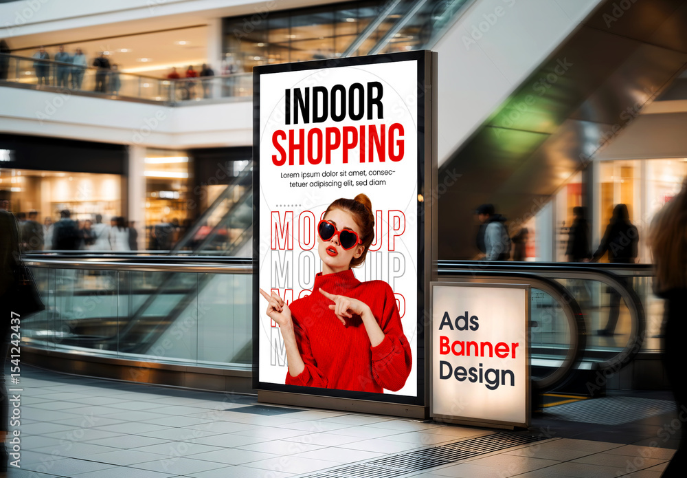 Shopping Mall Advertising Indoor Banner Mockup Stock Template | Adobe Stock
