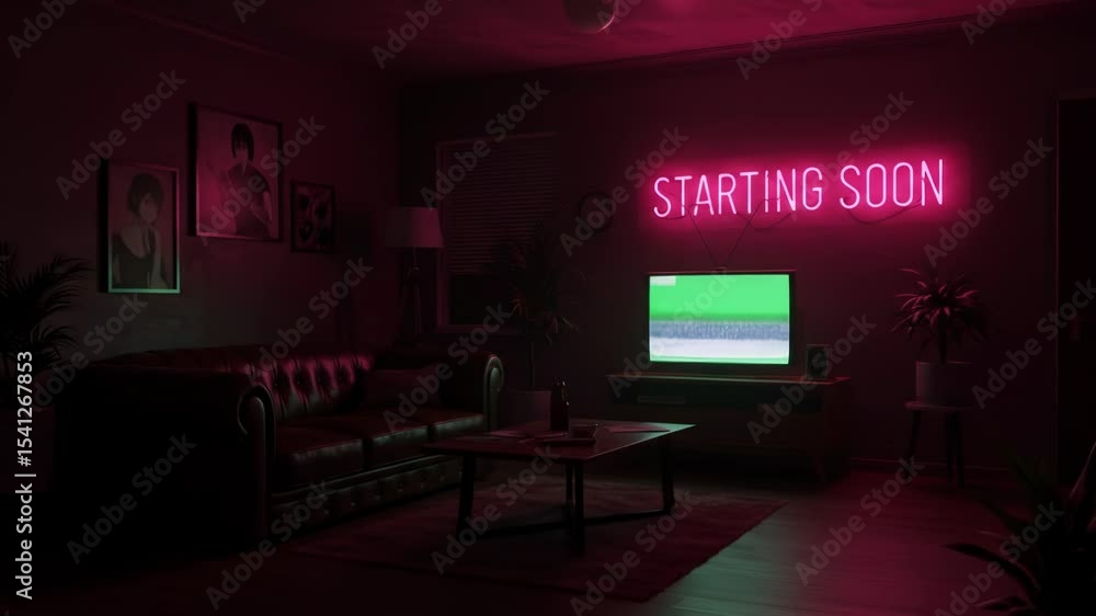 Cozy Stream Setup: "Starting Soon" Neon Glow. stream starting soon ...