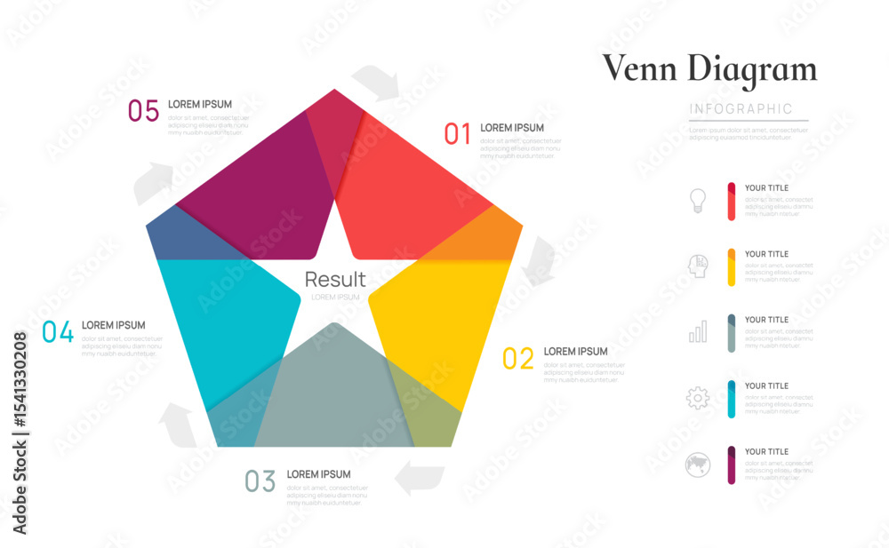 Poster Infographic Venn diagram chart star template for business 5 ...