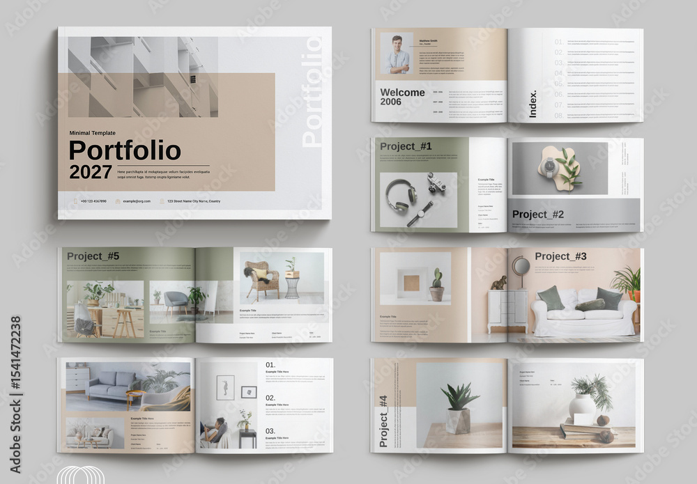 Minimalist Portfolio Layout Landscape Stock Template | Adobe Stock