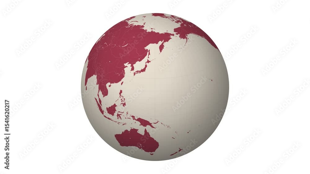 Spinning Globe. Light Beige Crimson Red color palette. Planet rotation ...