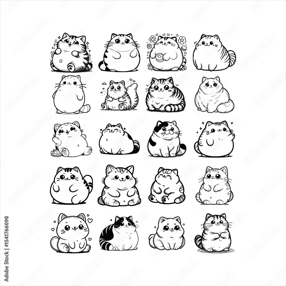Poster cat cartoon line art vector for coloring book – Wall Art | UkPosters