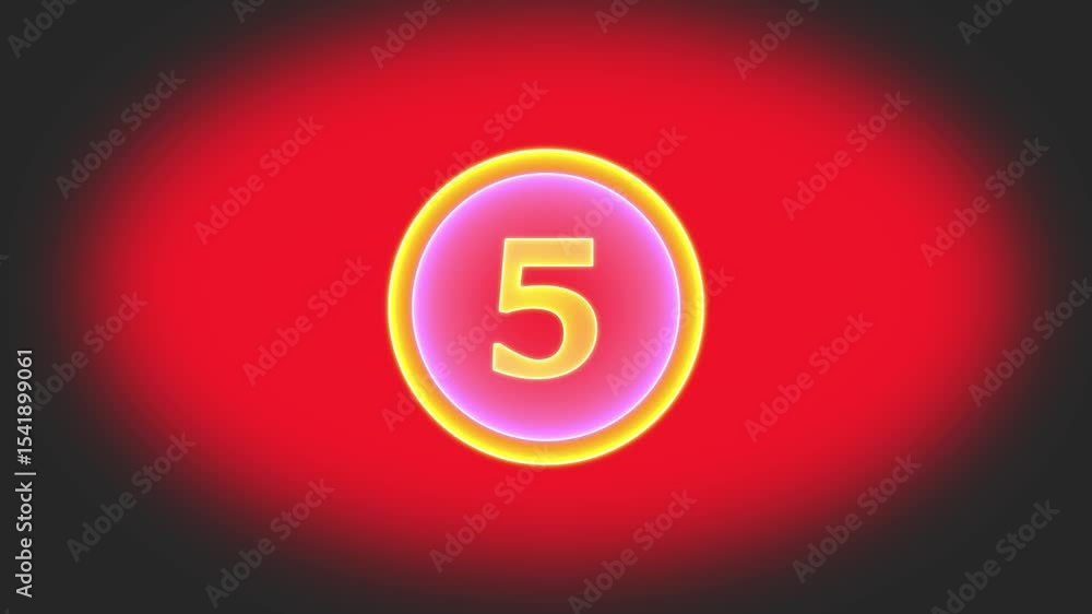 Glowing neon timer animation on transparent background. Simple 10 to 0 ...