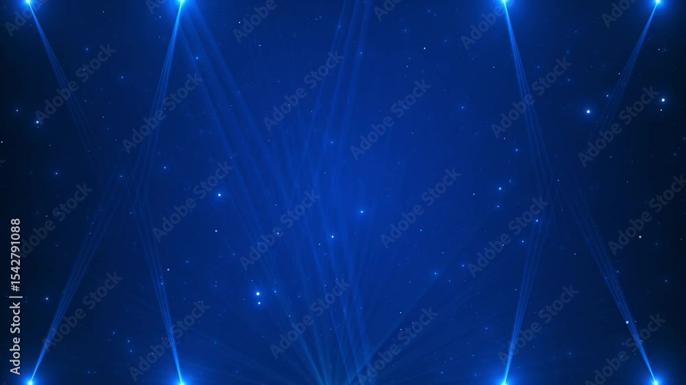 Spotlight stage. Optical lens flares overlay shine effect 4K Blue ...