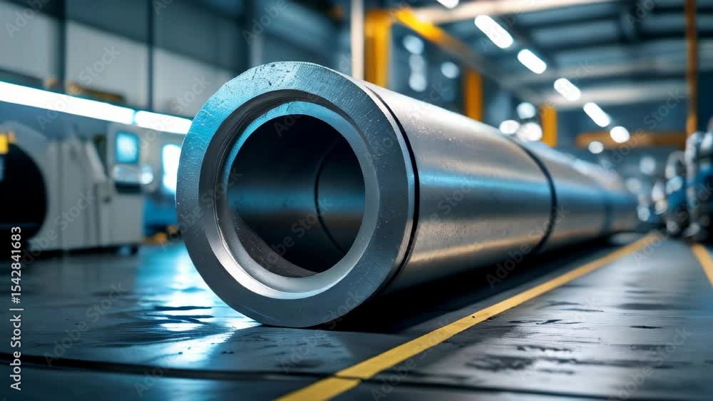 video of High-grade galvanized steel pipes arranged in rows inside a ...