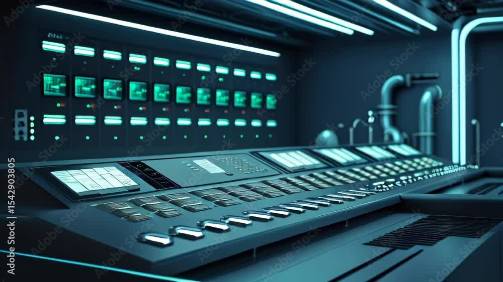 video of modern control room at a nuclear power plant, filled with ...