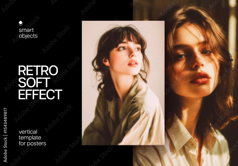 Soft Retro Poster Photo Effect Mockup Stock Template | Adobe Stock