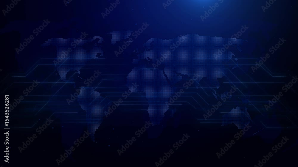 Global Blue World Map Loop. This animated World map with visual effects ...