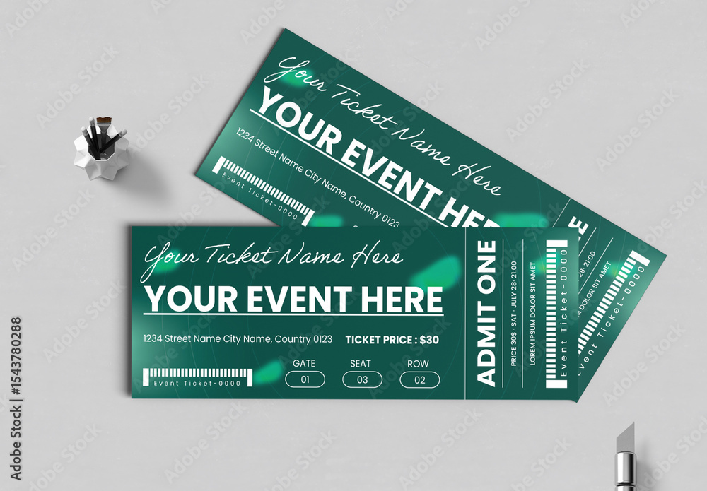 Modern Event Ticket Template Design Stock Template | Adobe Stock