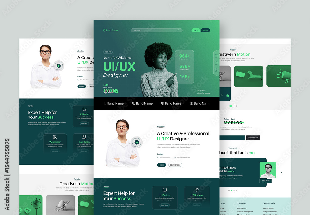 Modern and Clean UI UX Designer Personal Portfolio Landing Page Layout ...