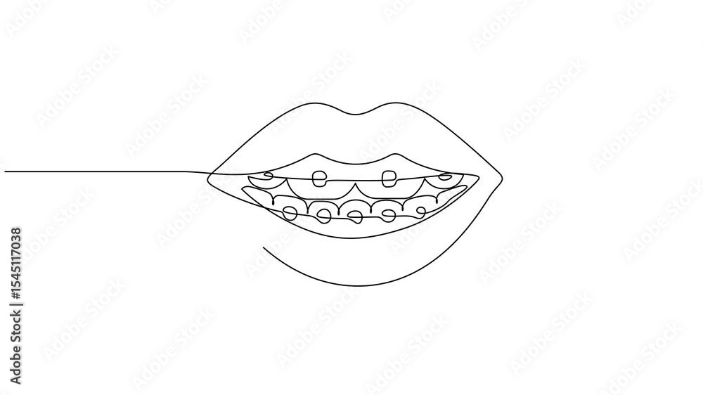 Self drawing animation continuous one line drawing laughing mouth ...