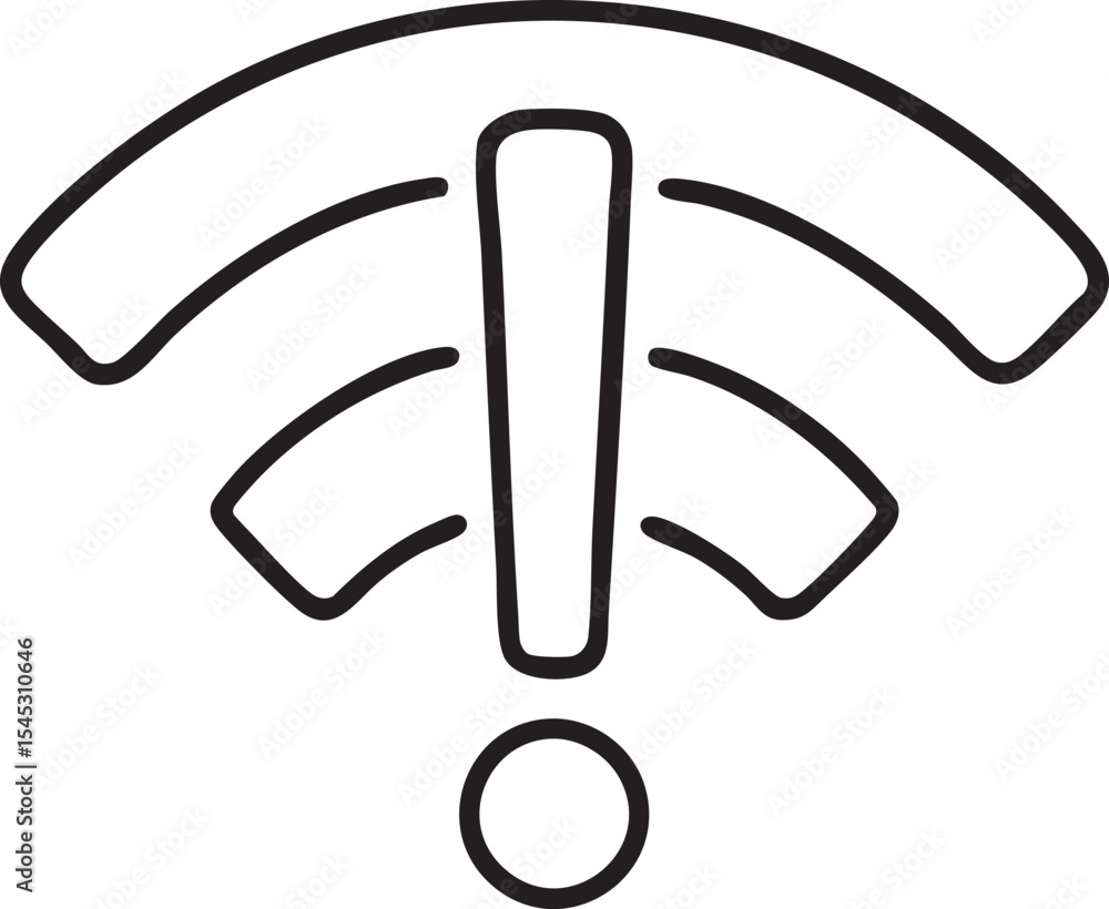 Poster Wifi Signal Strength Symbol with Exclamation Point Warning ...