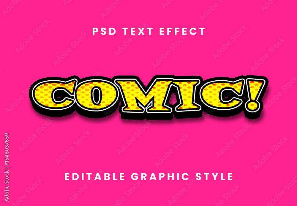 Yellow And Black Comic Dotted Font Pop Cartoon Bold Text Effect Stock ...