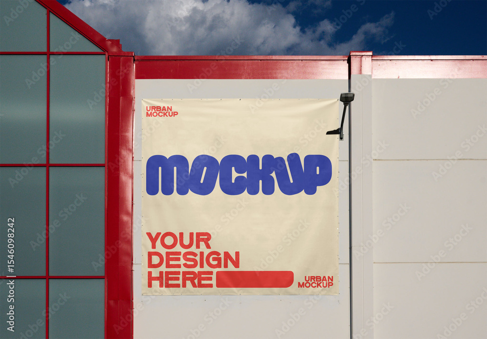 Poster Mockup for Storefront Ads. A blank canvas poster mockup is ...