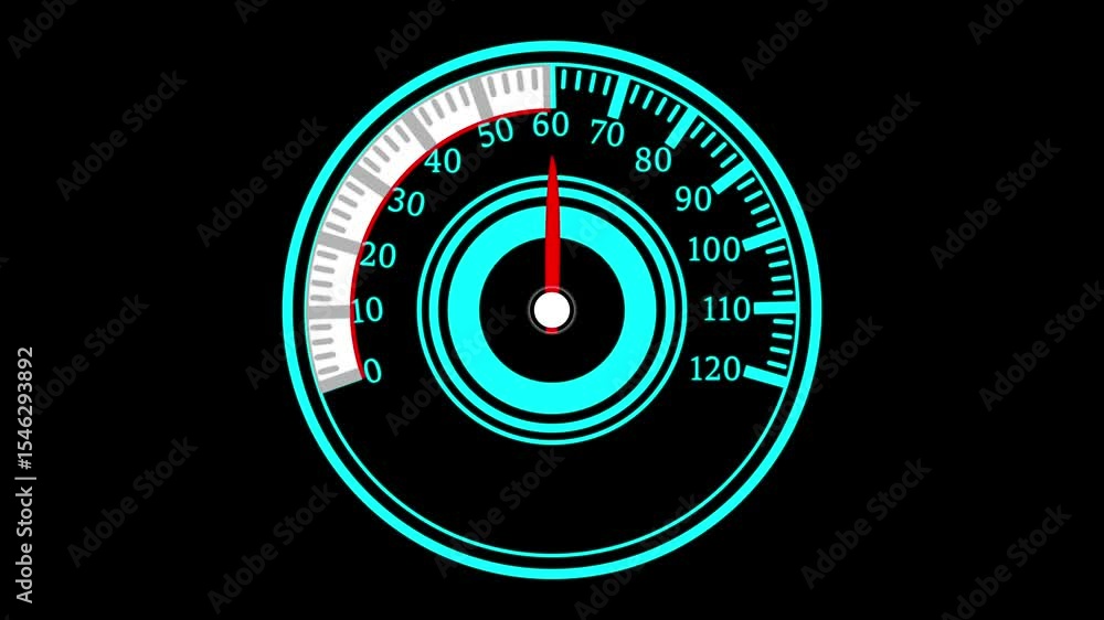 Abstract Realistic car speedometer with red speed level scale. Racing ...