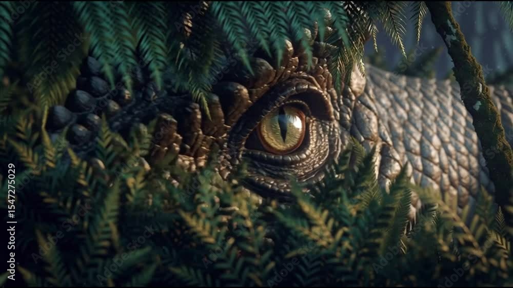 Eye of the Raptor: The intense yellow eye of a prehistoric raptor peers ...